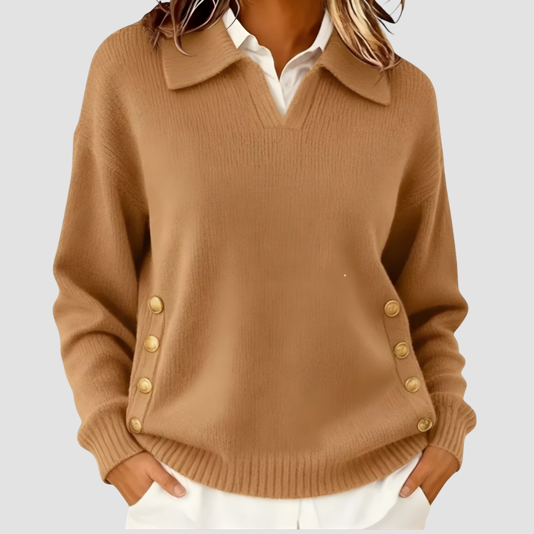 AIRA BUTTON DETAIL SWEATER – Madison & Mae